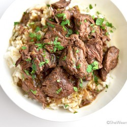 Easy Stew Beef and Rice Recipe - She Wears Many Hats